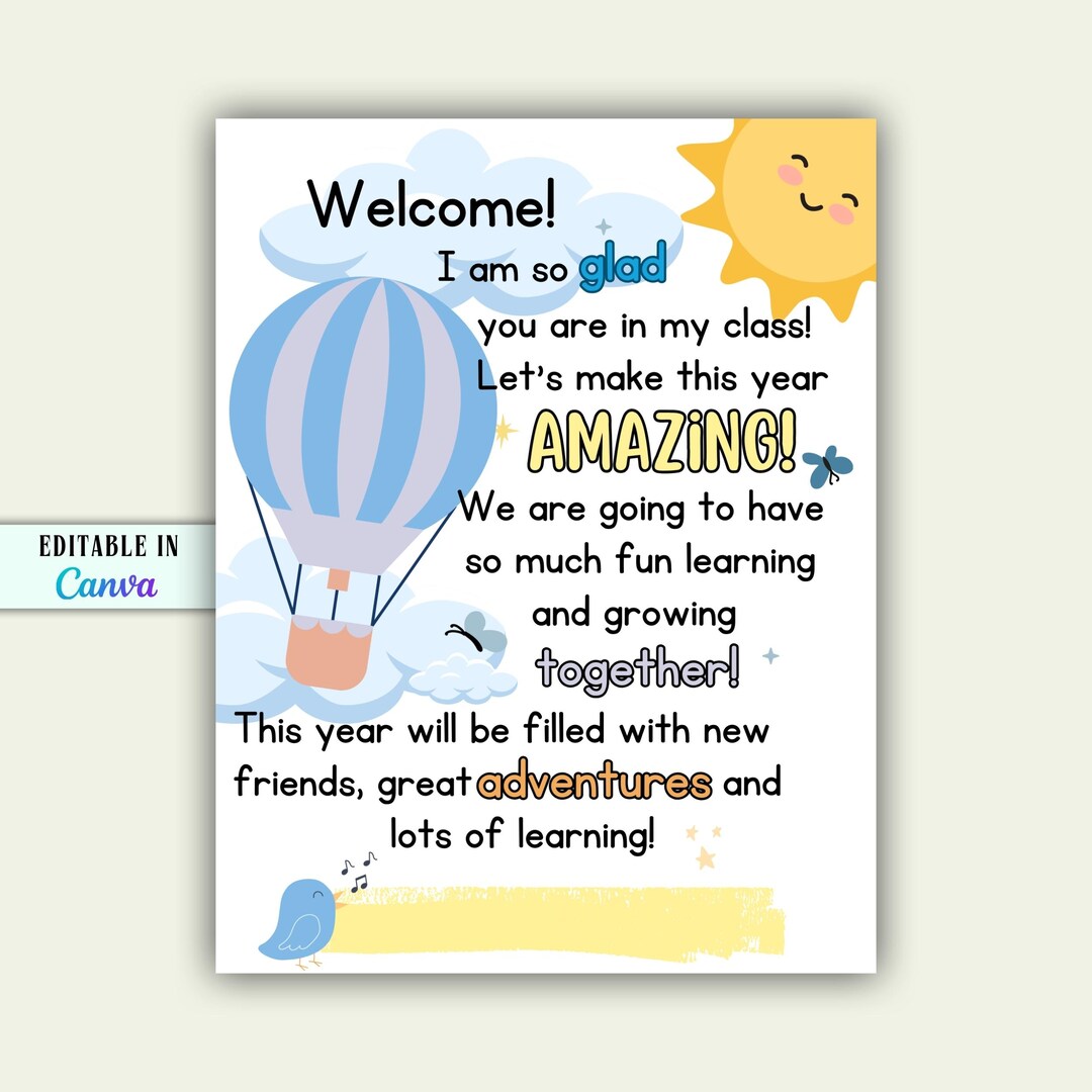 Editable Welcome Letter for Students, First Day of School Poem, Teacher ...