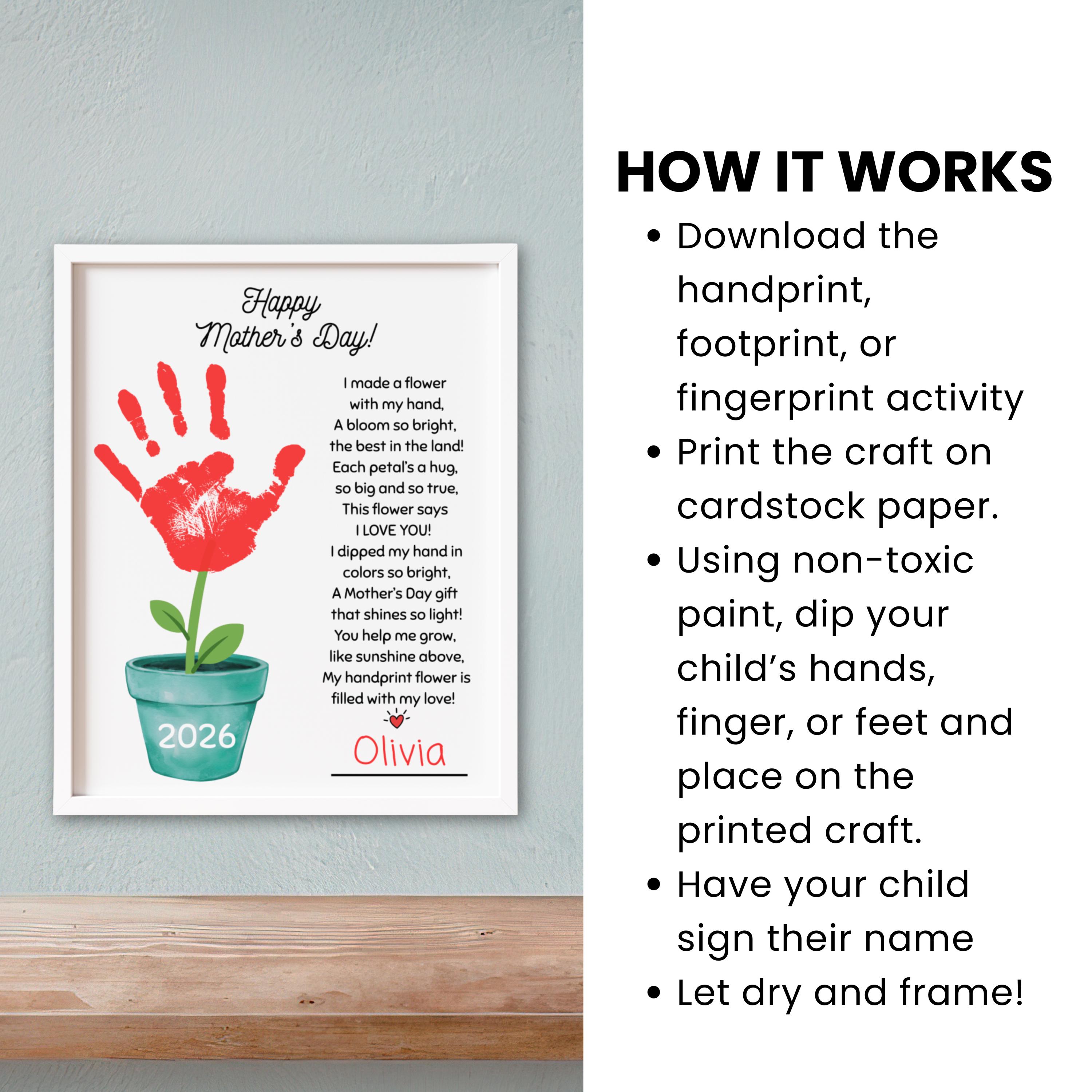 Mother's Day Handprint Poem | Flower Handprint Craft Printable ...