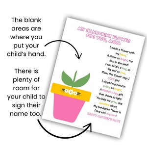 Mothers Day Handprint Art Poem, Handprint Flower Pot, Mothers Day ...
