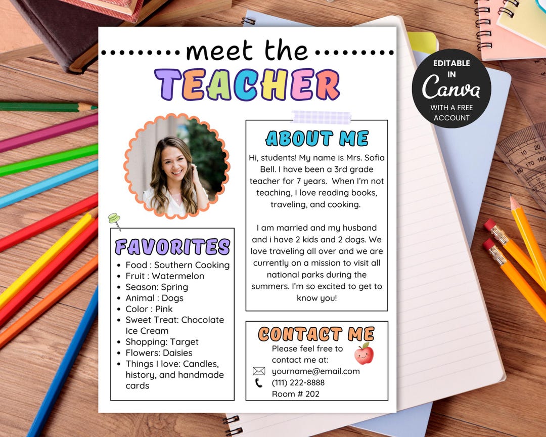 Editable Meet the Teacher Printable: Classroom Flyer for Teacher ...