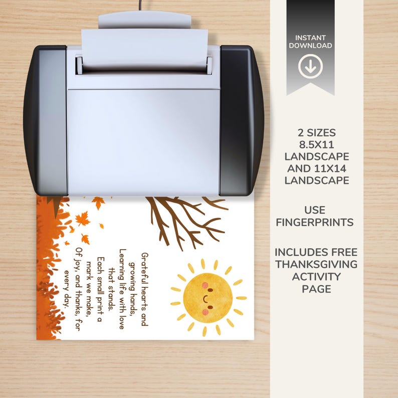 Thanksgiving Fingerprint Tree Craft, Fall Thumbprint Art With Poem ...