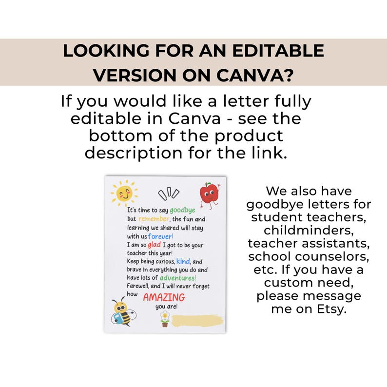 End of School Year Letter Printable, Goodbye Letter to Student ...