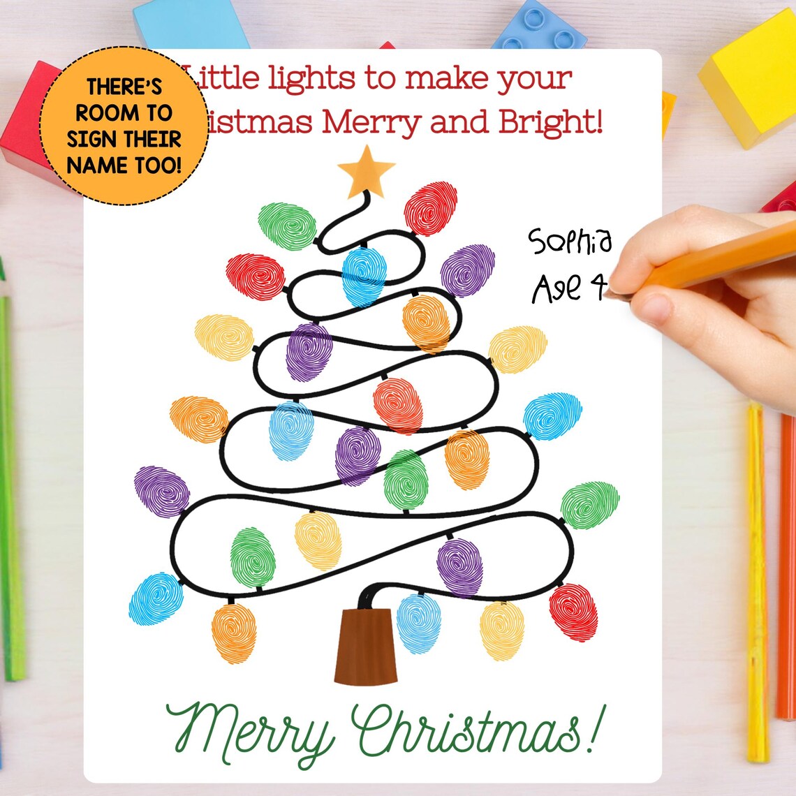 Christmas Lights Fingerprint Craft, Holiday Keepsake, Daycare Activity ...
