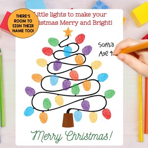 Christmas Lights Fingerprint Craft, Holiday Keepsake, Daycare Activity ...