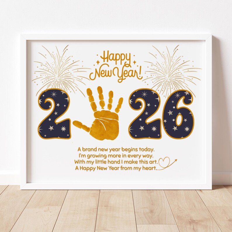 2026 New Year Handprint Craft Printable, Toddler Handprint Poem Art for ...