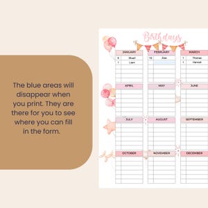 Printable Birthday Calendar: Editable Birthday Tracker and Organizer ...
