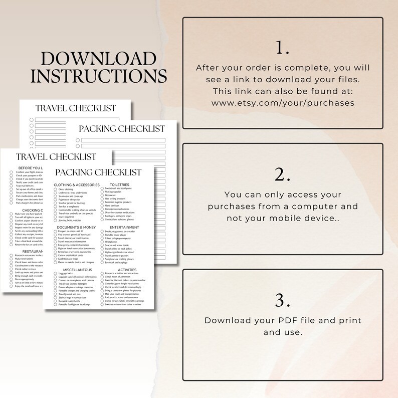 Fillable Travel Checklist, Packing List, Travel Essentials, Travel ...