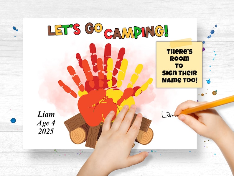 Camp Fire Craft, Camp Fire Handprint Art, Camp Coloring Page, Summer ...