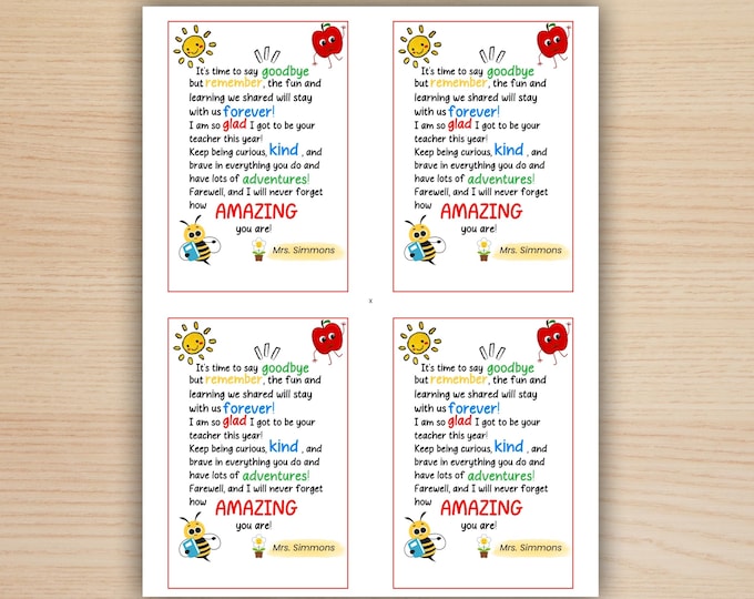 Goodbye Letter From Teacher, End of School Year Letter, Teacher to ...