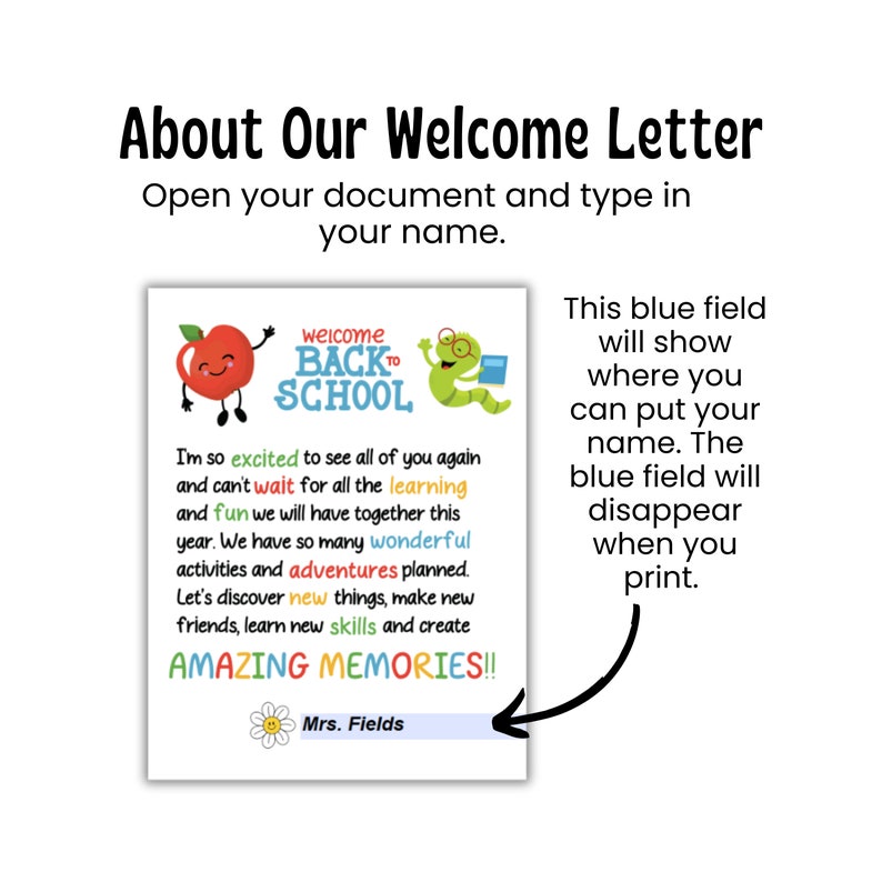 First Day of School Editable Printable for Back to School Welcome Back ...