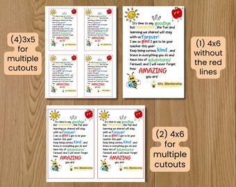 End of School Year Letter Printable, Goodbye Letter to Student 5x7 ...