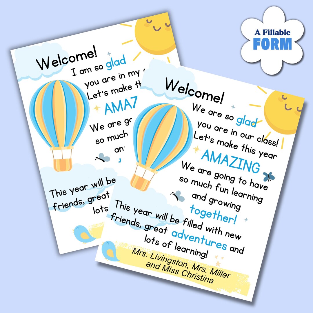 Welcome Back to School Letter, First Day of School Card, Teacher ...