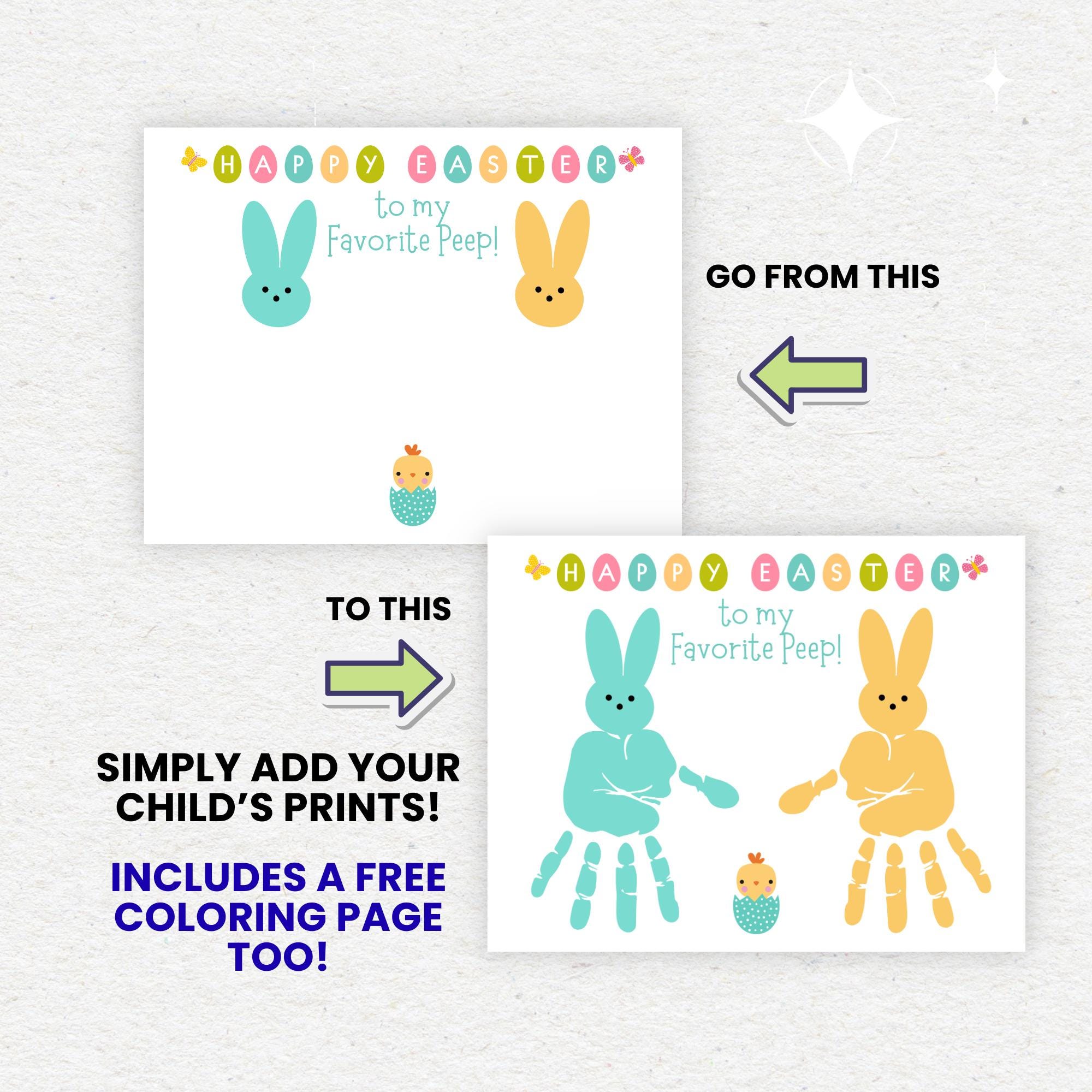 Bunny Handprint Craft for Easter, Favorite Peep Gift, Spring Daycare ...