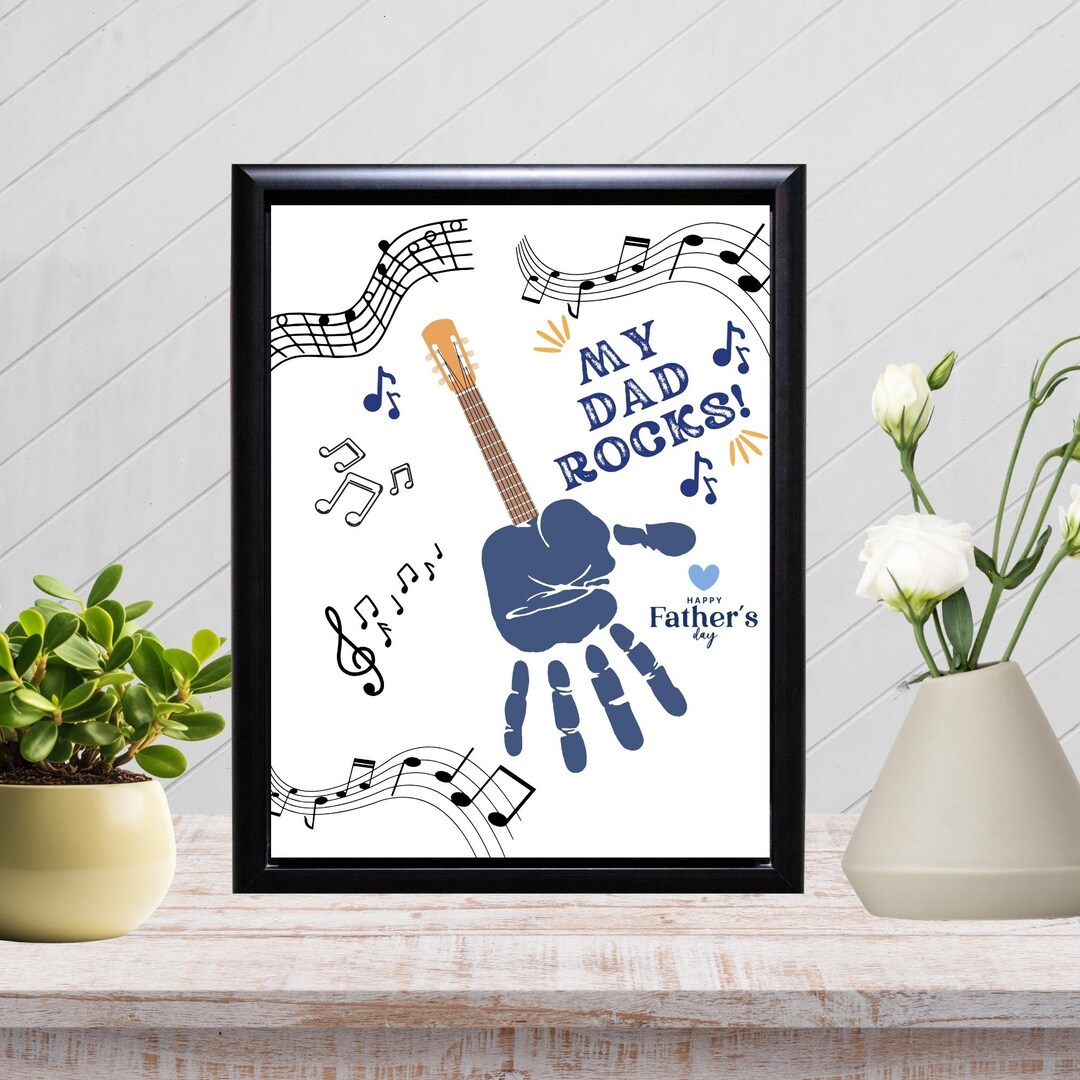 Fathers Day Handprint Art, Guitar Handprint Craft, Music Theme ...
