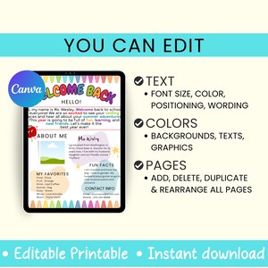 Editable Meet the Teacher Template, Newsletter Template Canva, All ...