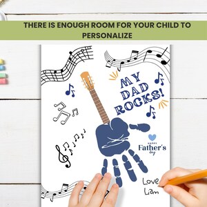 Fathers Day Handprint Art, Guitar Handprint Craft, Music Theme ...