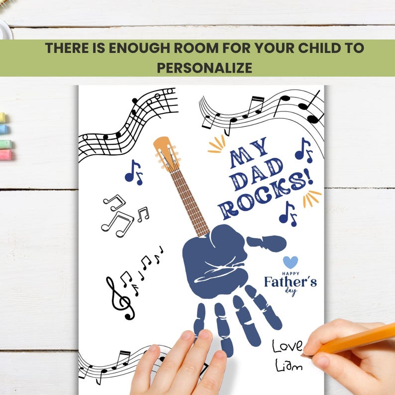 Guitar Handprint Art for Father's Day | Music Theme Keepsake Craft | My ...