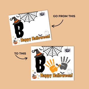 Halloween Handprint Art, Boo Handprint Craft Printable, Preschool and ...