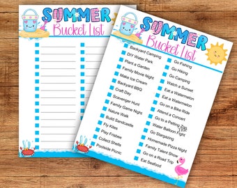 Editable Summer Bucket List Printable, Personalized Summer Activity ...