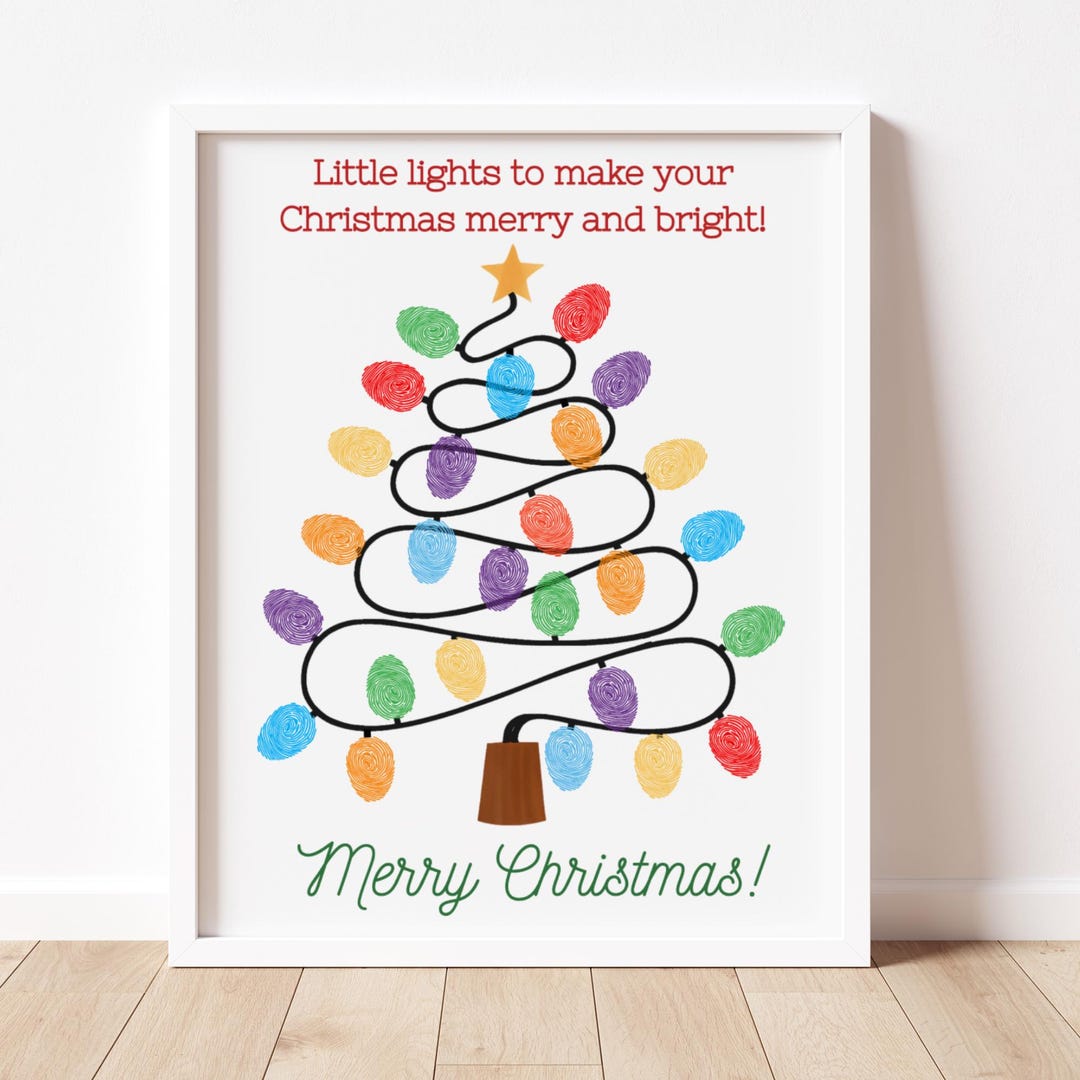 Christmas Lights Fingerprint Craft, Holiday Keepsake, Daycare Activity ...