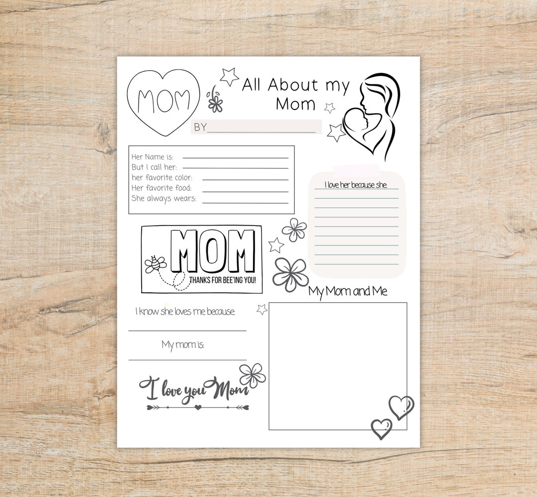 All About My Mom Printable Mother's Day Craft - Etsy
