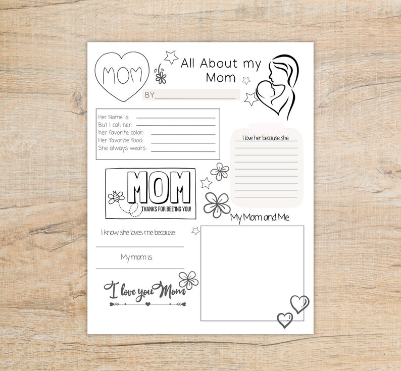 All About My Mom Printable Mother's Day Craft - Etsy