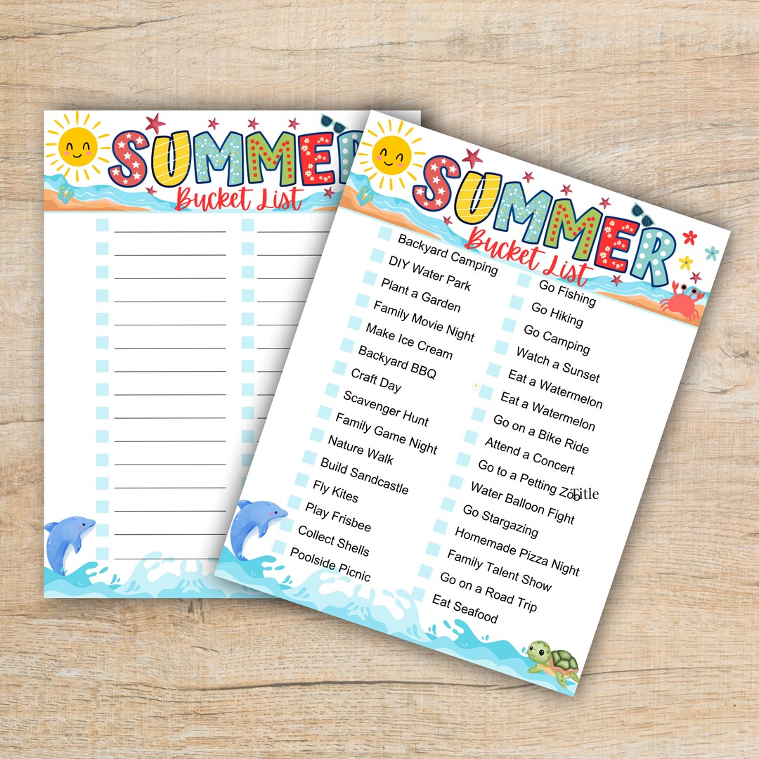 Editable Summer Bucket List Printable, Summer Activities for Kids and ...