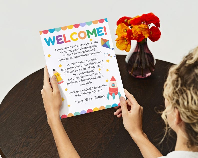 First Day of School Welcome Letter: Teacher Card, Editable Canva ...