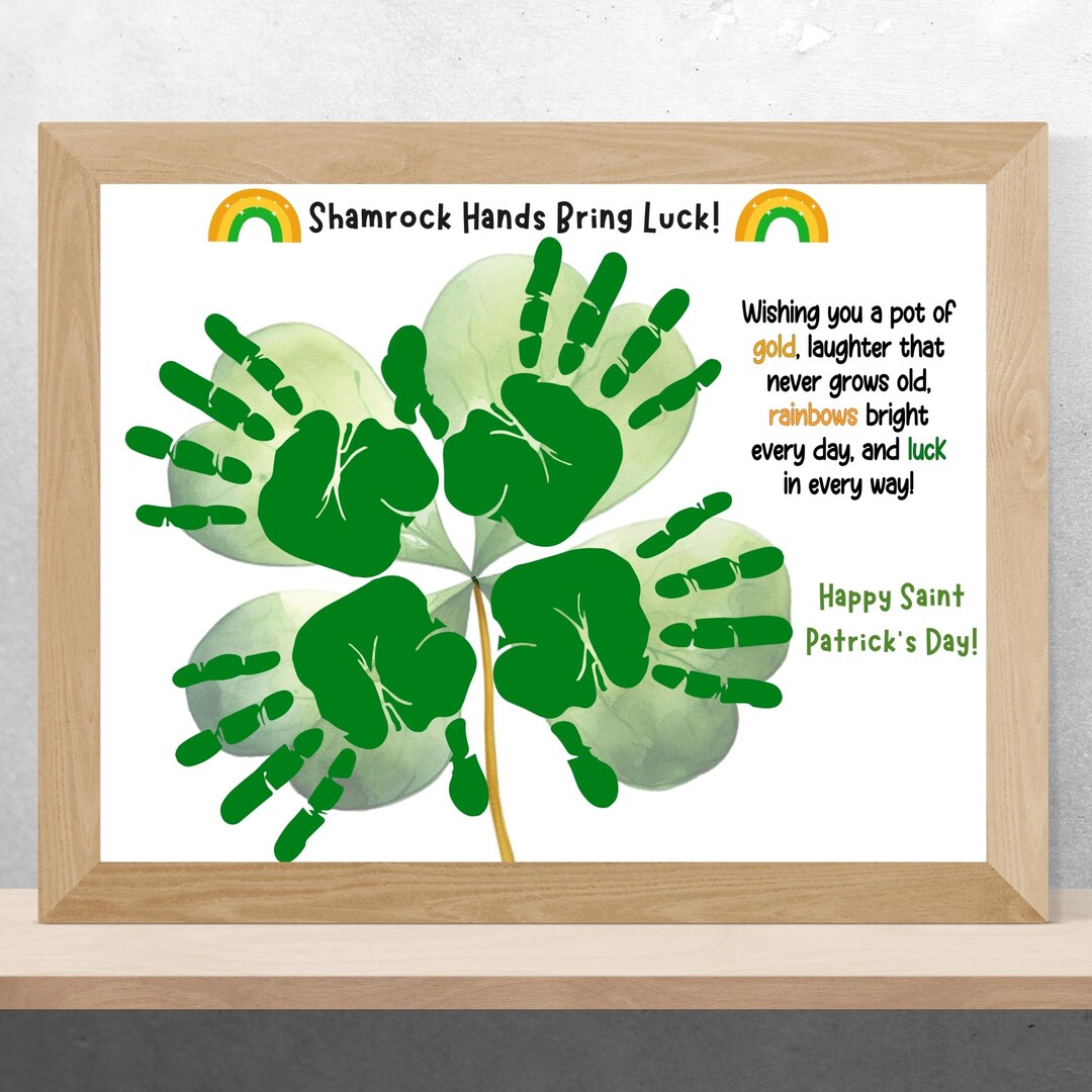 St Patricks Day Handprint Art, Shamrock Keepsake for Preschool ...