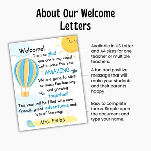 Welcome Back to School Letter, First Day of School Card, Teacher ...