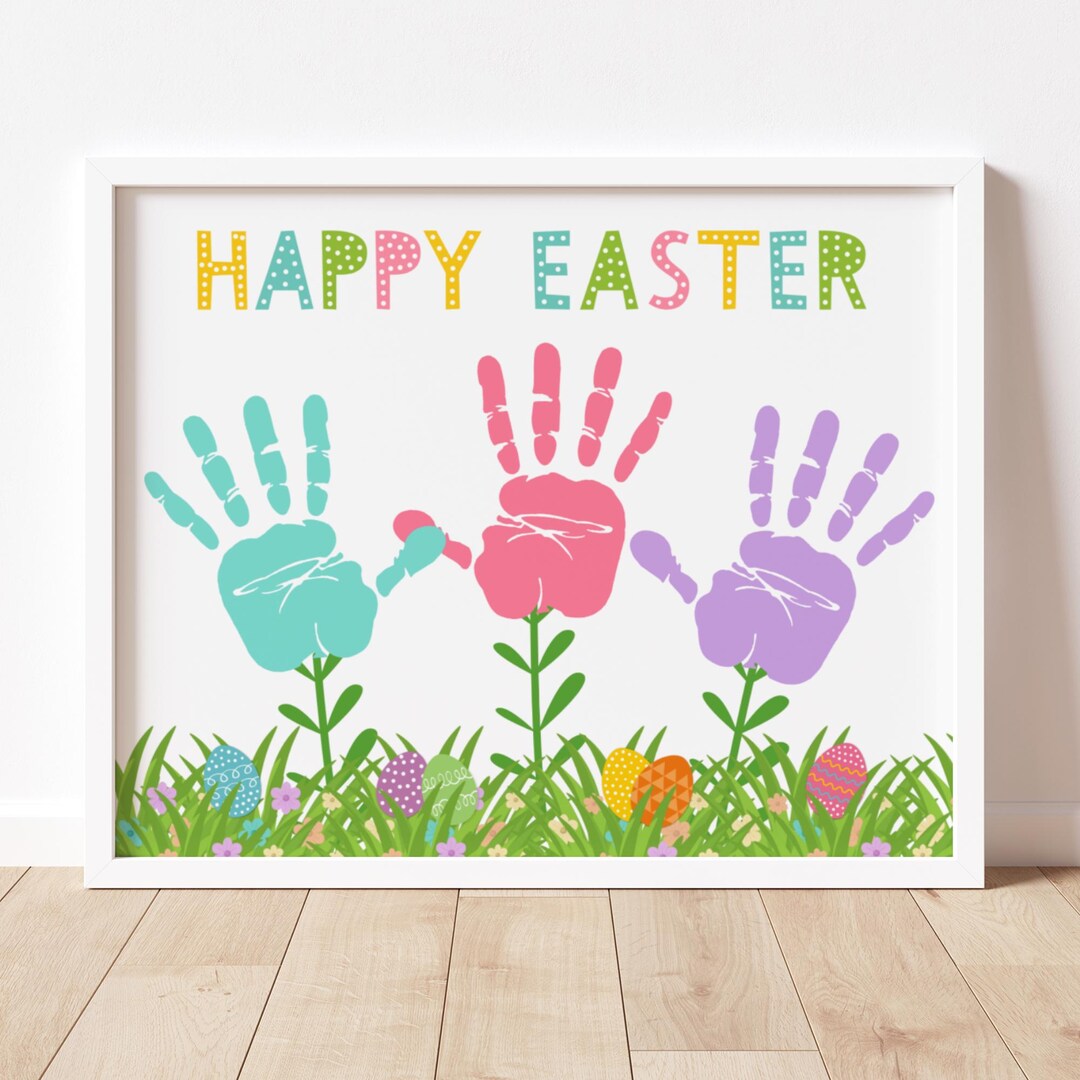 Easter Handprint Craft With Flowers, Spring Daycare Craft Printable ...