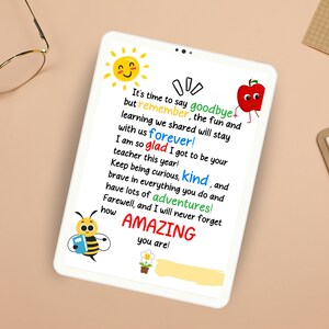 Editable End of School Year Letter Printable, Goodbye Letter to Student ...