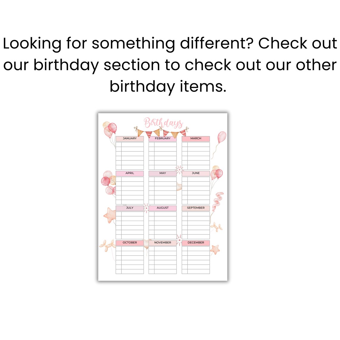 Editable Birthday Tracker for Kids, Birthday Planner Printable Calendar ...