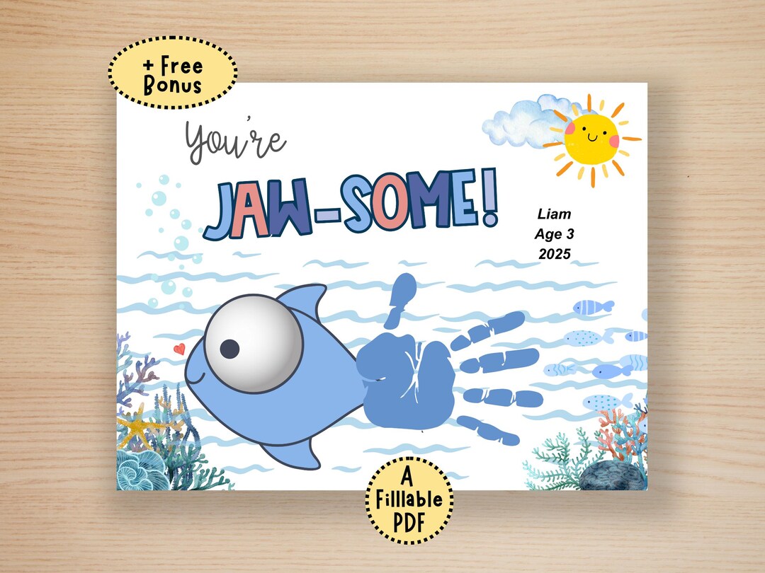 Shark Handprint Art: Summer Ocean Craft Activity (fillable PDF + Bonus ...