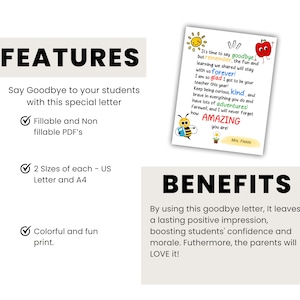 End of School Year Letter Printable, Goodbye Letter to Student ...