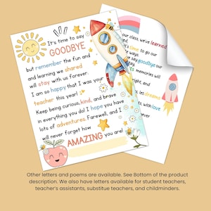 End of School Year Letter Printable, Goodbye Letter to Student ...