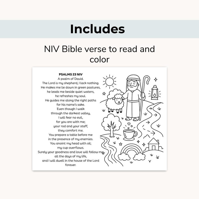 Psalm 23 Printable Craft, Bible Verse Coloring Pages, the Lord is My ...