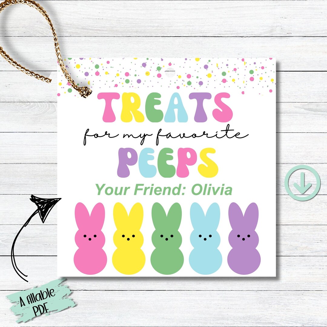 Treats for My Peeps Gift Tags, Printable Easter Basket Tags, Gift Tags ...