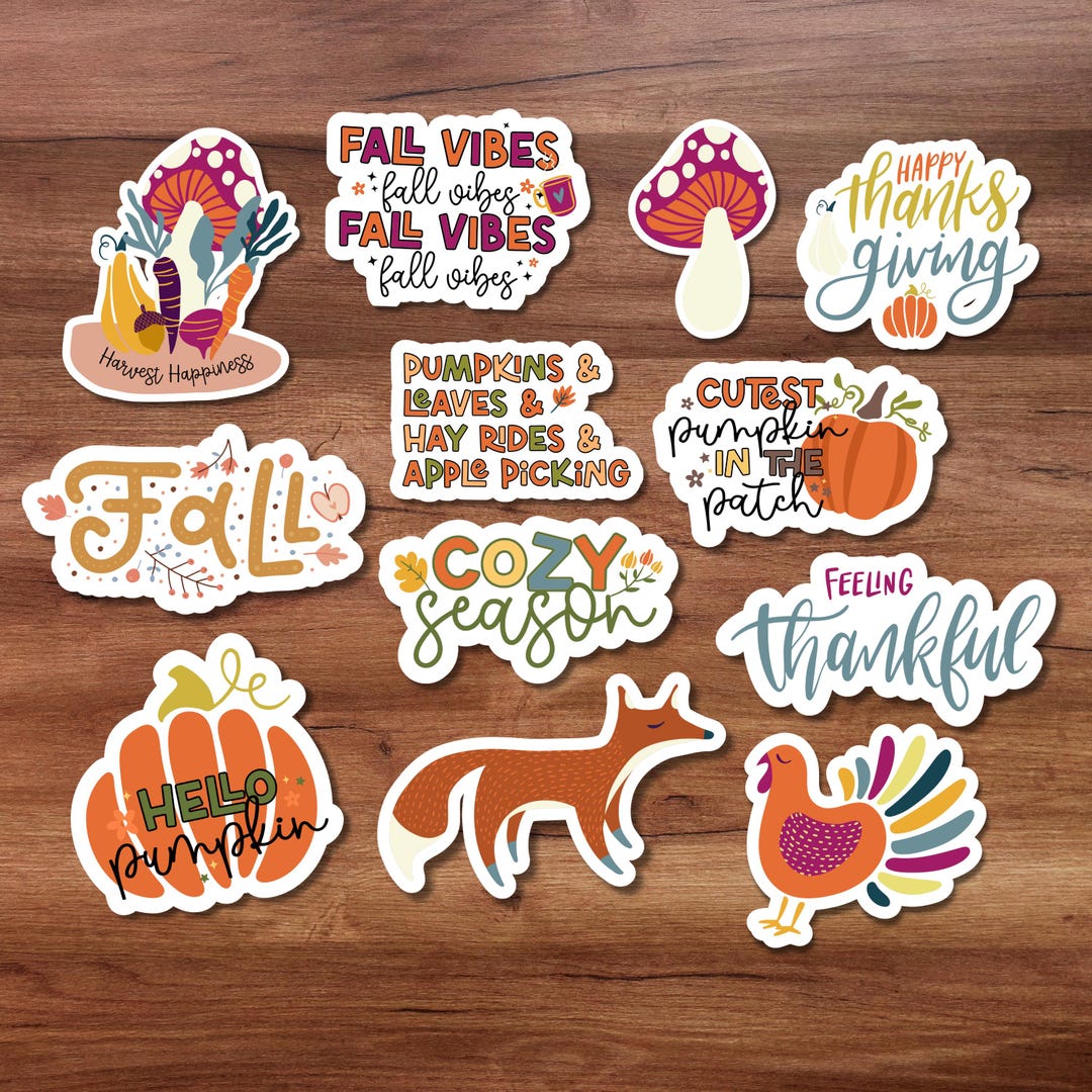Fall Stickers Waterproof Cottagecore Stickers Cozy Fall Harvest Cute ...