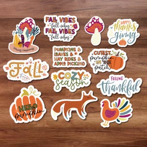 Fall Stickers Waterproof Cottagecore Stickers Cozy Fall Harvest Cute ...