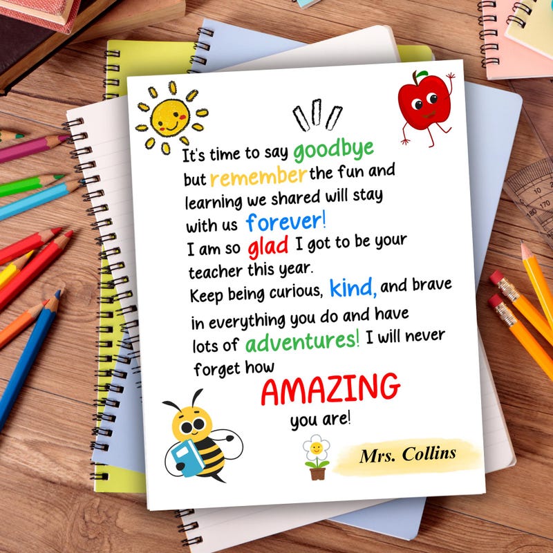 End of Year Letter to Students Preschool - Etsy