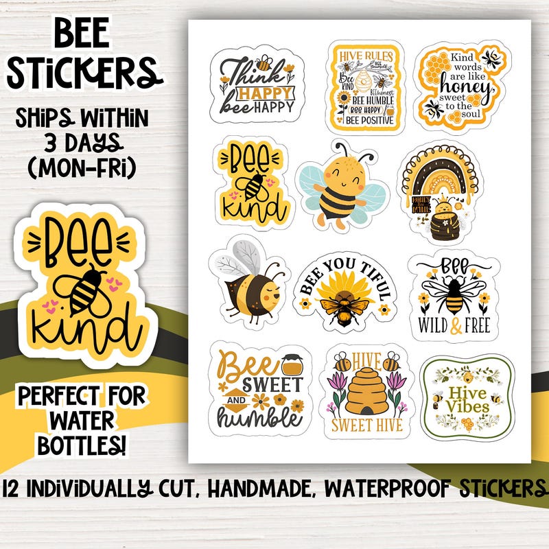 Bee Sticker - Etsy