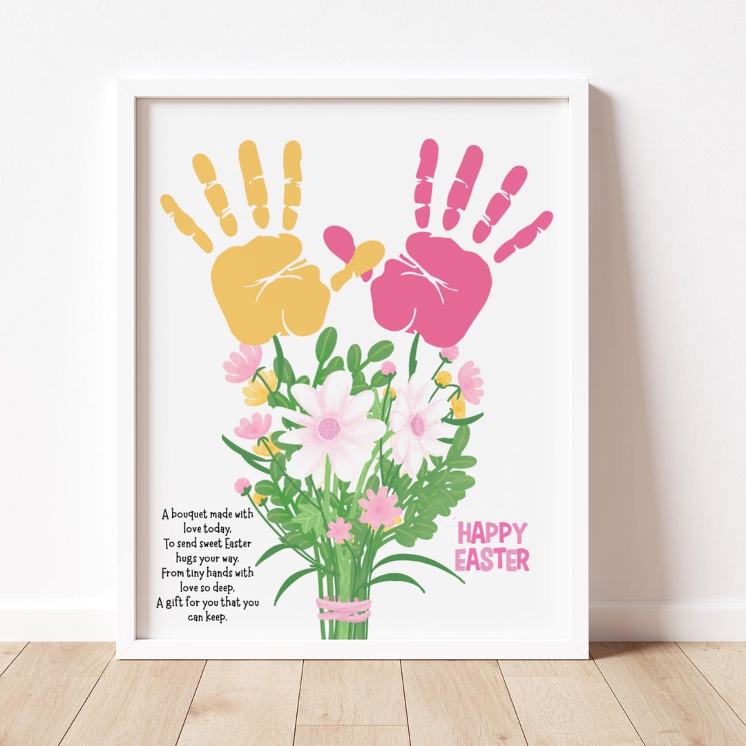 Easter Handprint Craft With Flowers and Poem, Spring Handprint Daycare ...