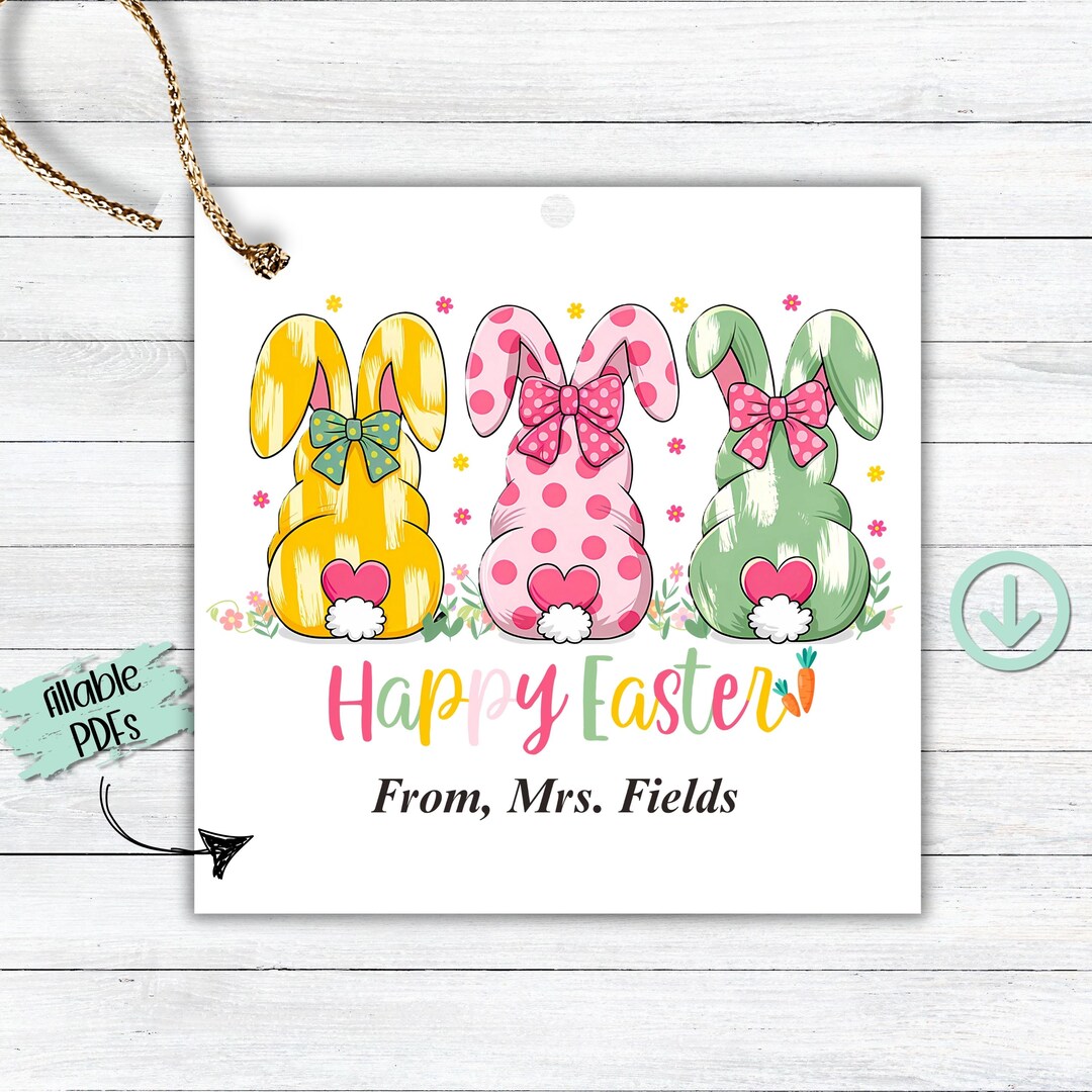 Easter Gift Tags Printable, Fillable Spring Gift Tags, Printable Easter ...