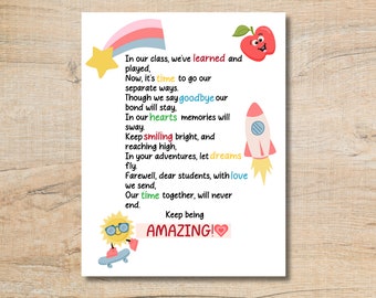 End of School Year Letter Printable, Goodbye Letter to Student ...