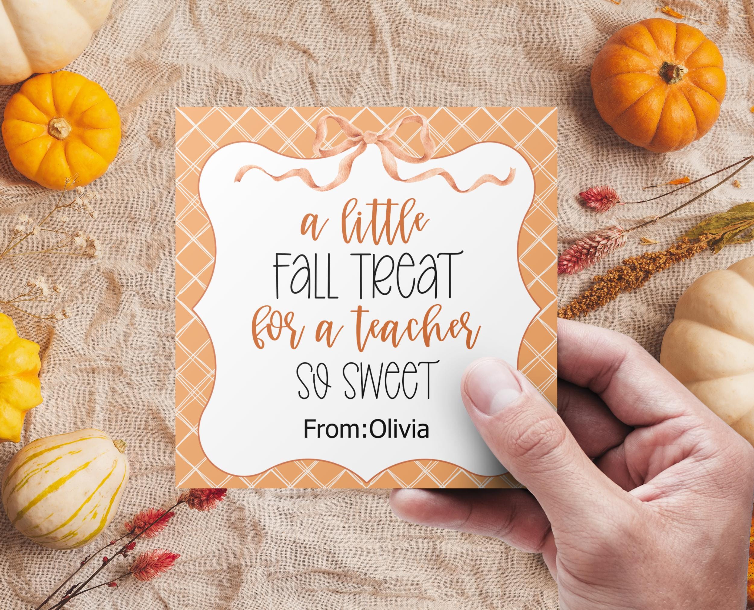 Fall Teacher Appreciation Gift Tags: Coquette Bow, Printable Thank You ...