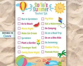 Summer Bucket List for Kids (EDITABLE) - Summer Bucket List Printable ...