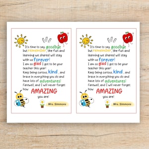 End of School Year Letter Printable, Goodbye Letter to Student 5x7 ...