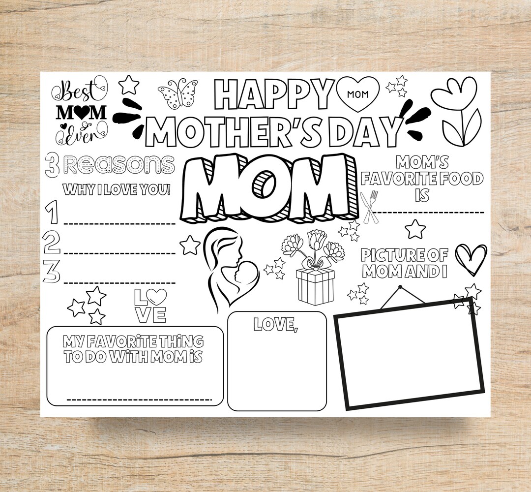 Mothers Day Coloring Page Printable, Kid Activity Sheet for Mom, DIY ...