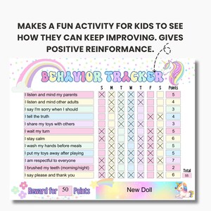 Fillable Behavior Tracker for Kids, Behavior Chart for Kids, Printable ...